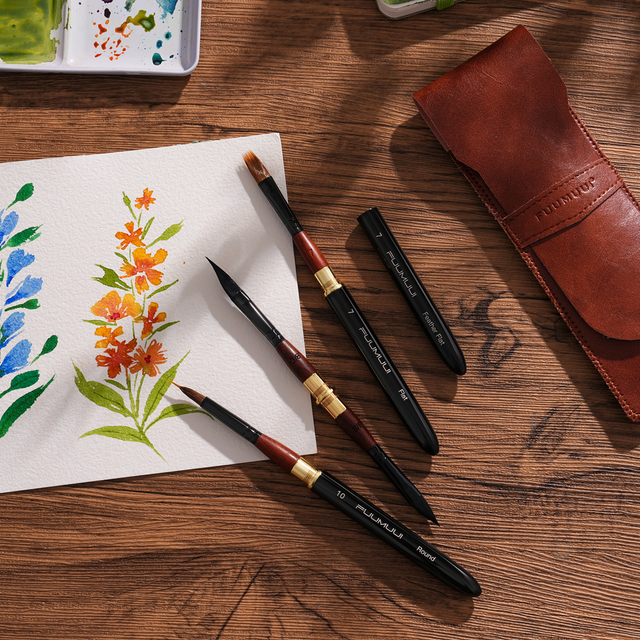 Dual-Tip Travel Watercolor Brush Set - 6 Shapes Specialty Tip Set | Fuumuui