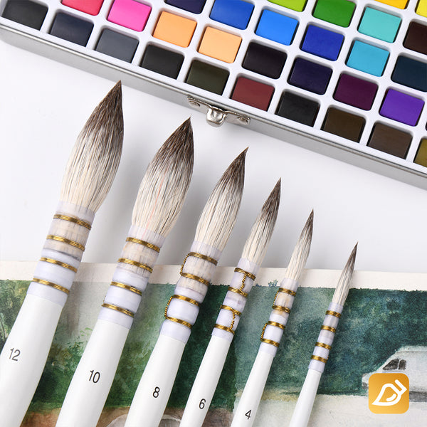 Fuumuui 6pcs Professional Watercolor Brushes